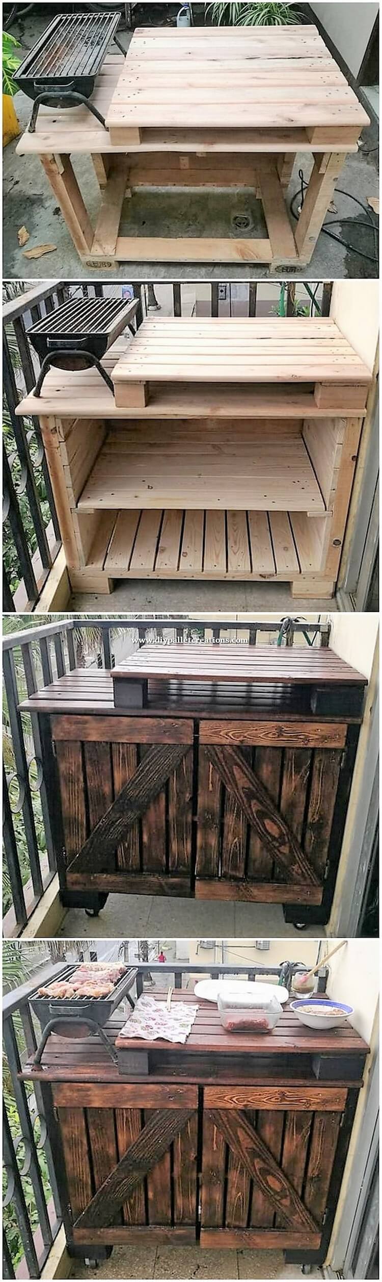 Pallet Grill Table with Cabinet | DIY Pallet Projects